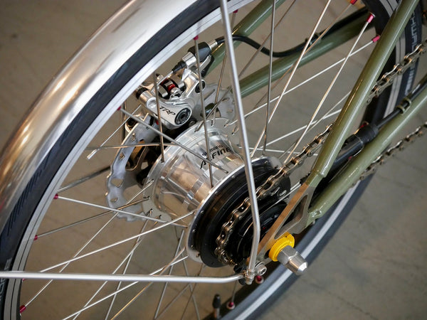 Moulton SST Alfine 11 Ash Green – Two Fold Bicycle Shop